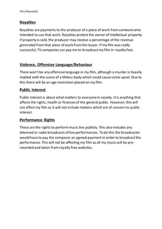 Legal and ethical report | DOCX | Video Production | Content Production