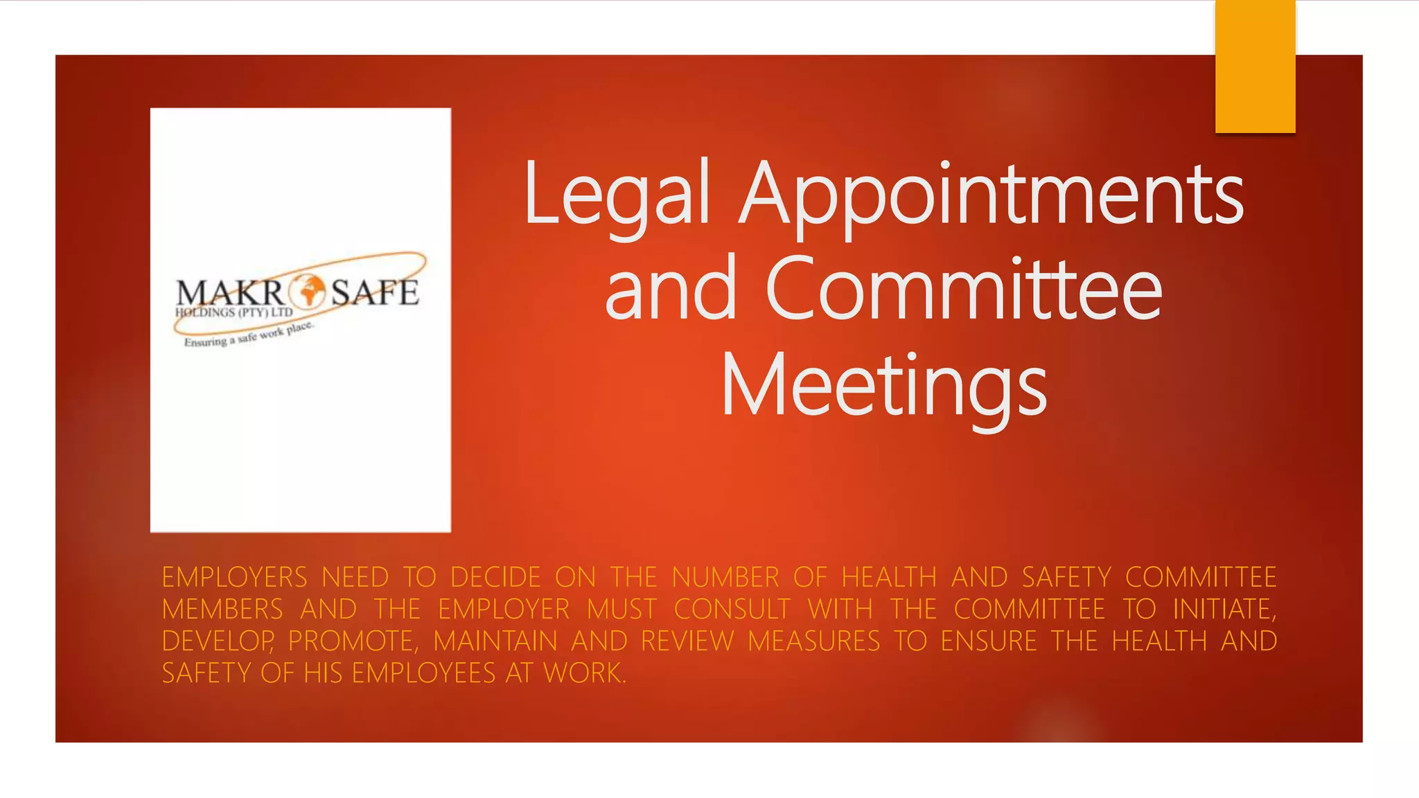 Legal appointments and committee meetings | PPT