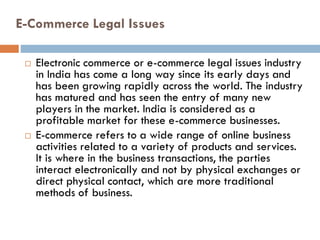 Legal Aspect Pertaining to E-commerce | PDF