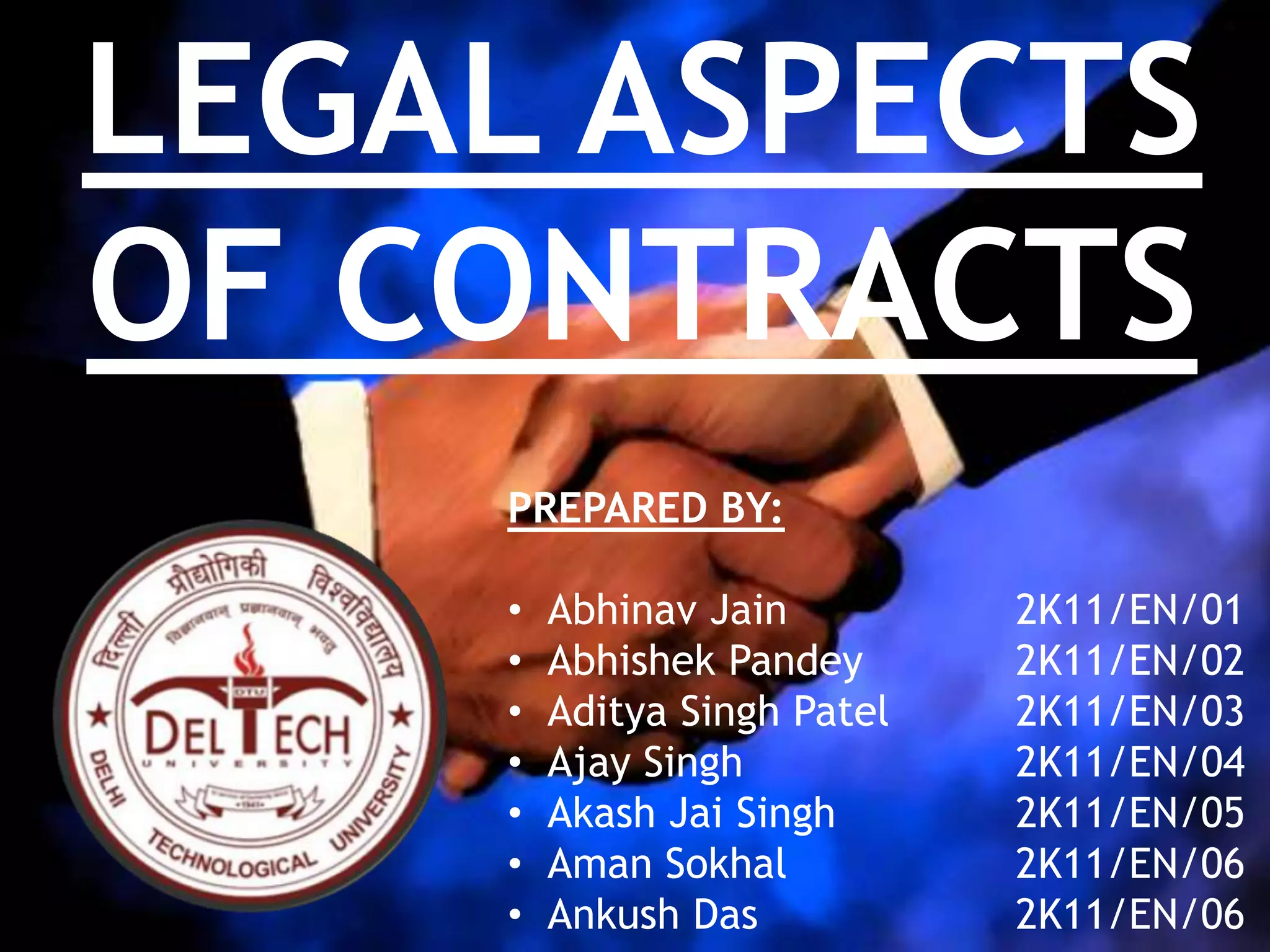 legal aspects of a contract (indian contract) | PPTX