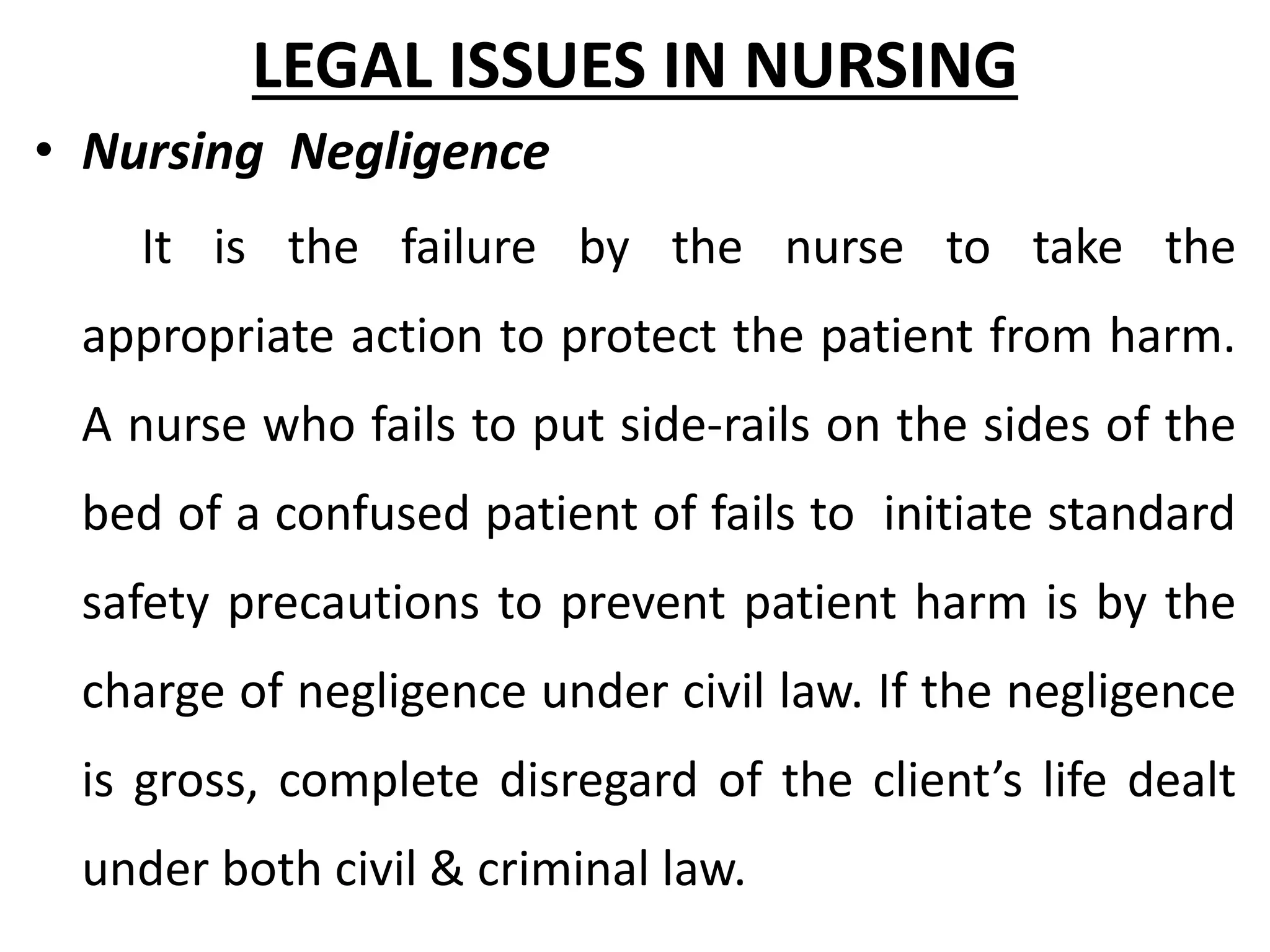 Legal aspects and issues in nursing | PPTX