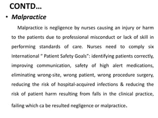 Legal aspects and issues in nursing | PPTX