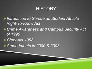 The Clery Act & Campus Crime | PPT