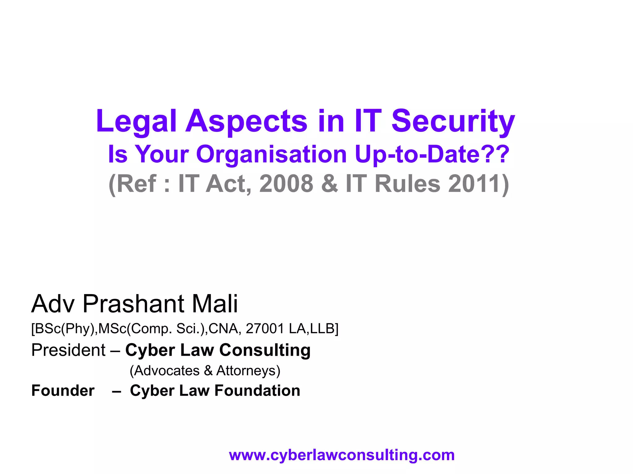 Legal aspects of IT security | PPT