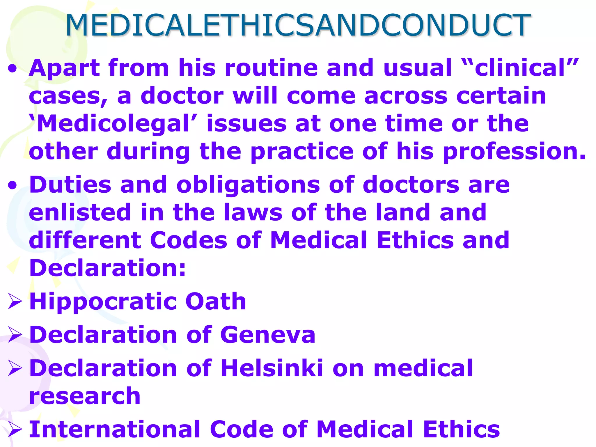 LEGAL ASPECTS OF MEDICAL PRACTICE | PPT