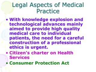 LEGAL ASPECTS OF MEDICAL PRACTICE | PPT