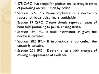 LEGAL ASPECTS OF POISONING cases in India | PPT