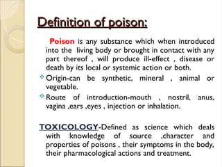 LEGAL ASPECTS OF POISONING cases in India | PPT
