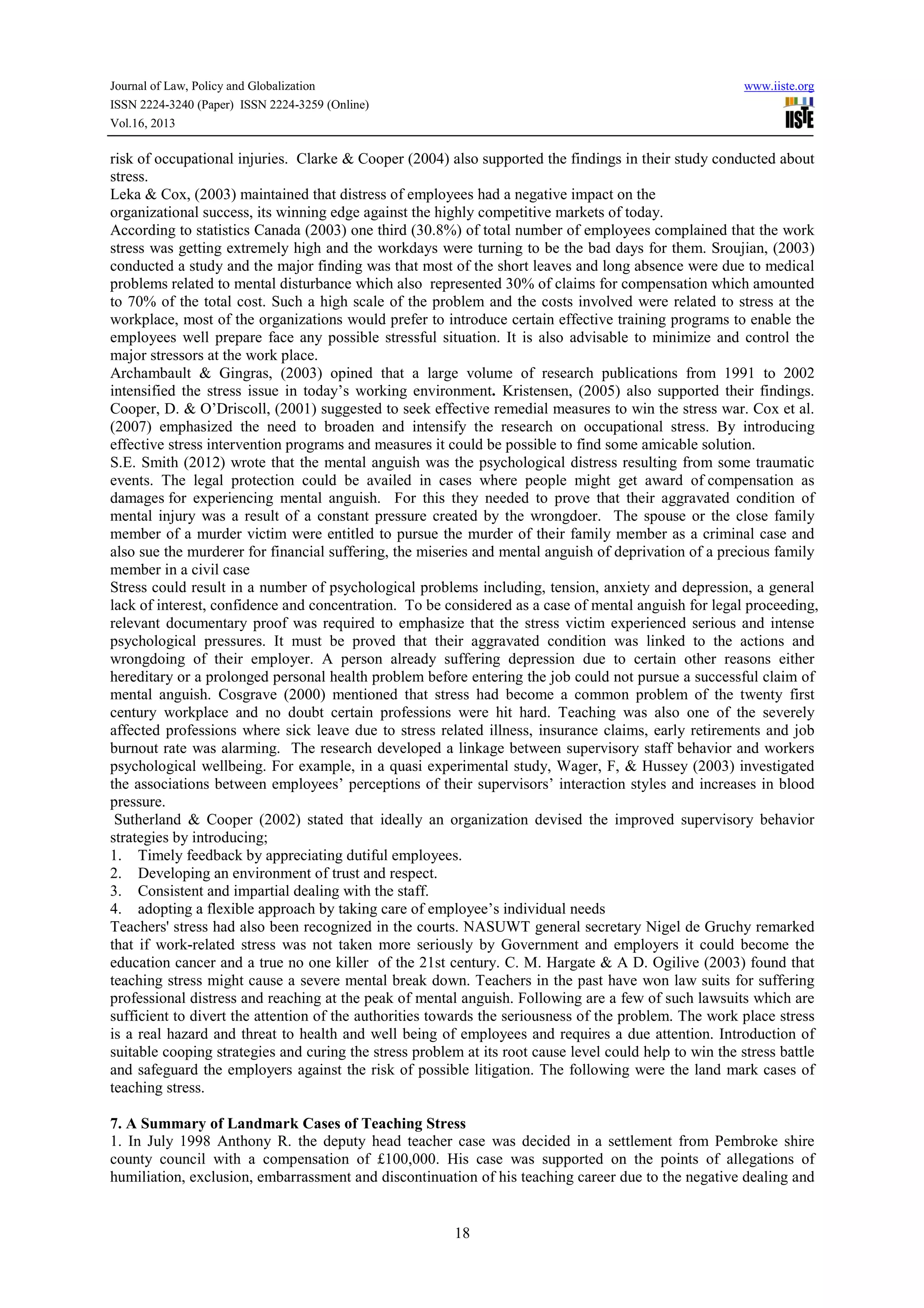 Legal aspects of teaching stress | PDF