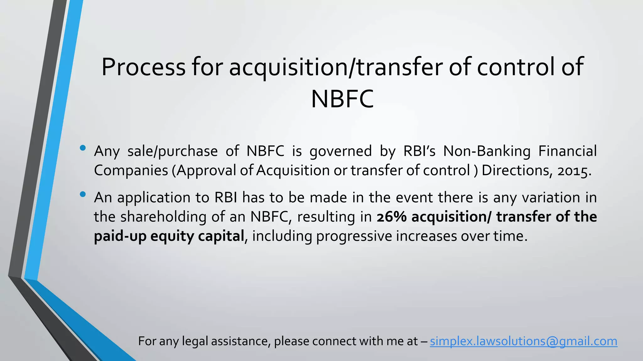 Legal aspects relating to registration of nbfc in india | PPTX