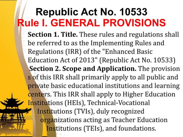 Legal Bases of Education - R.A No. 10157 & R.A. No. 10533 | PPTX
