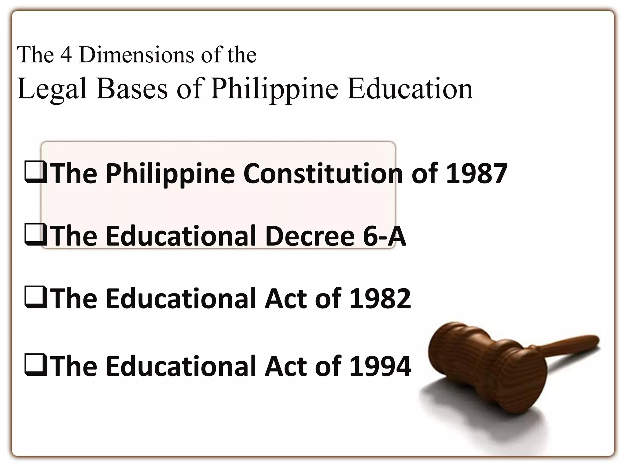 Legal bases of philippine education system | PPTX