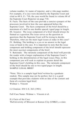 LEGAL BRIEF WRITING ASSIGNMENT & PRESENTATION Goal of Writing a .docx