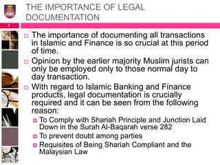 Legal Documentation for Islamic Banking and Finance | PPTX