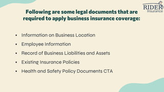 Legal Documents Needed to Apply Business Insurance Coverage | PPT