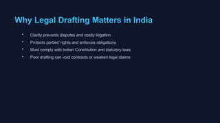 Legal Drafting in India in detail ppt with 20 slides | PPTX