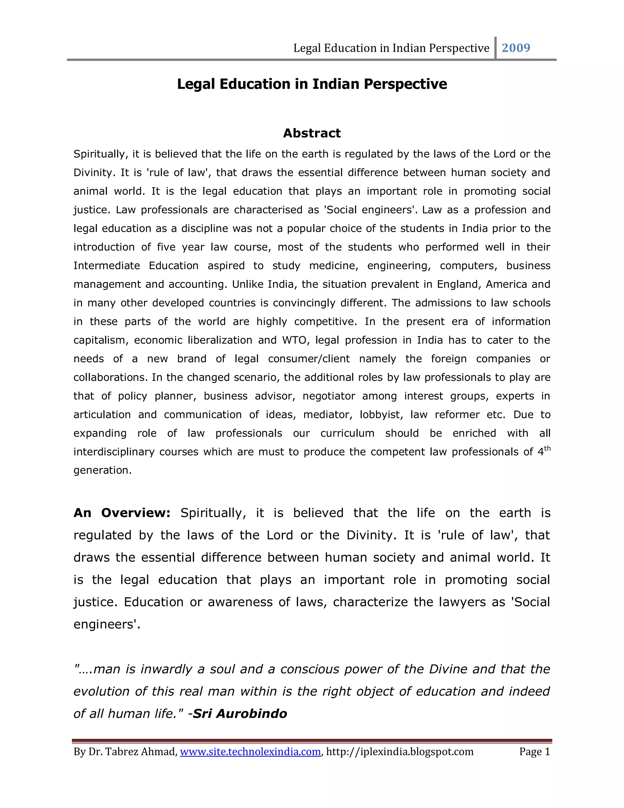 Legal Education In India | PDF