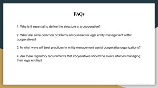 Legal Entity Management: Clarifying Cooperative Structure | PDF