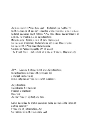 Legal Environment of BusinessAdministrative AgenciesProf.docx
