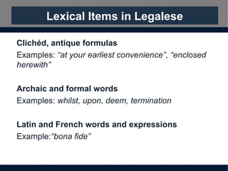 An Introduction to Legalese: The Language of Contracts | PPTX