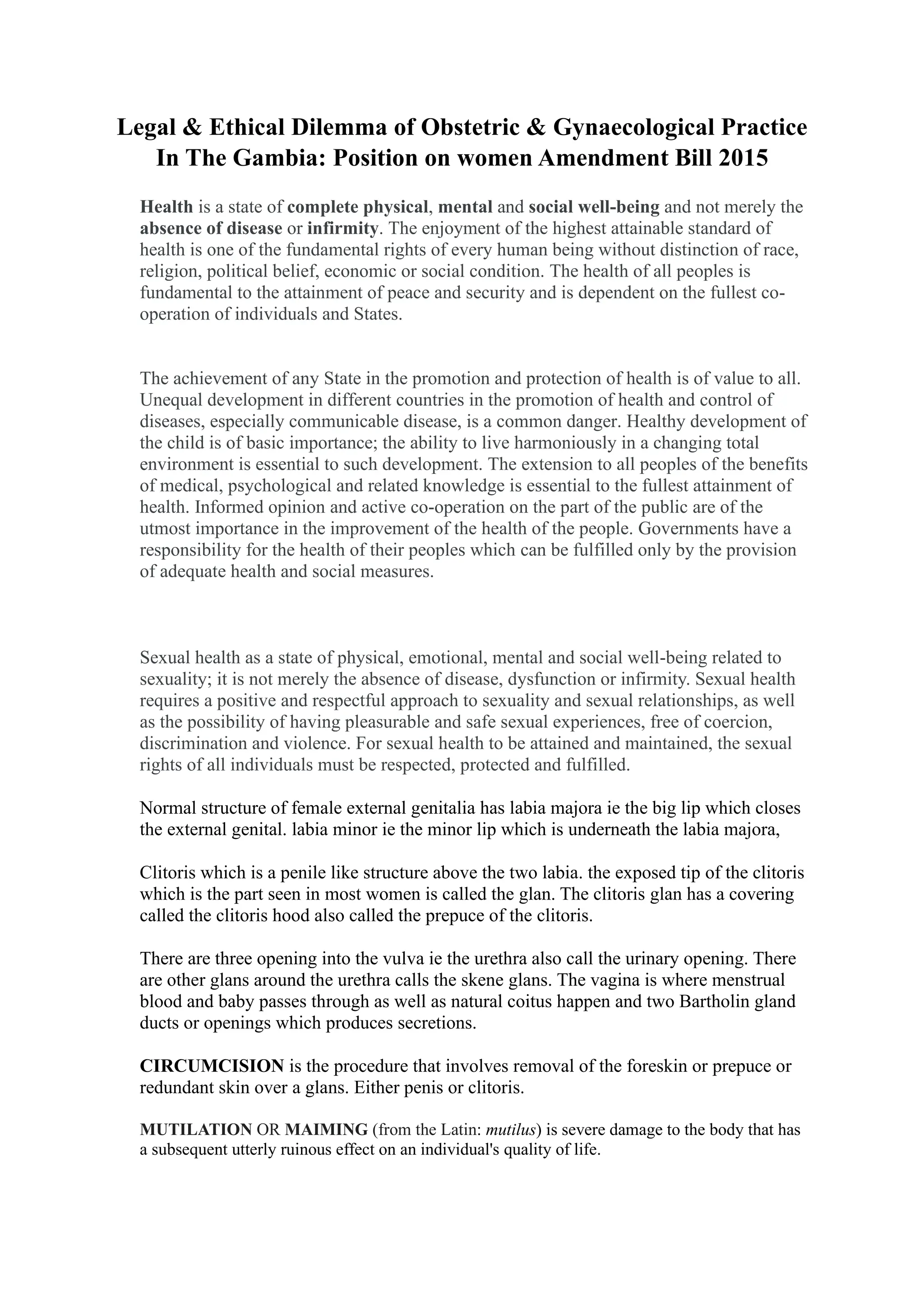 Female circumcision: Legal & Ethical Dilemma of Obstetric ...