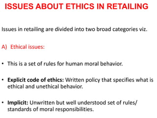 Legal & ethical issues in retailing | PPTX