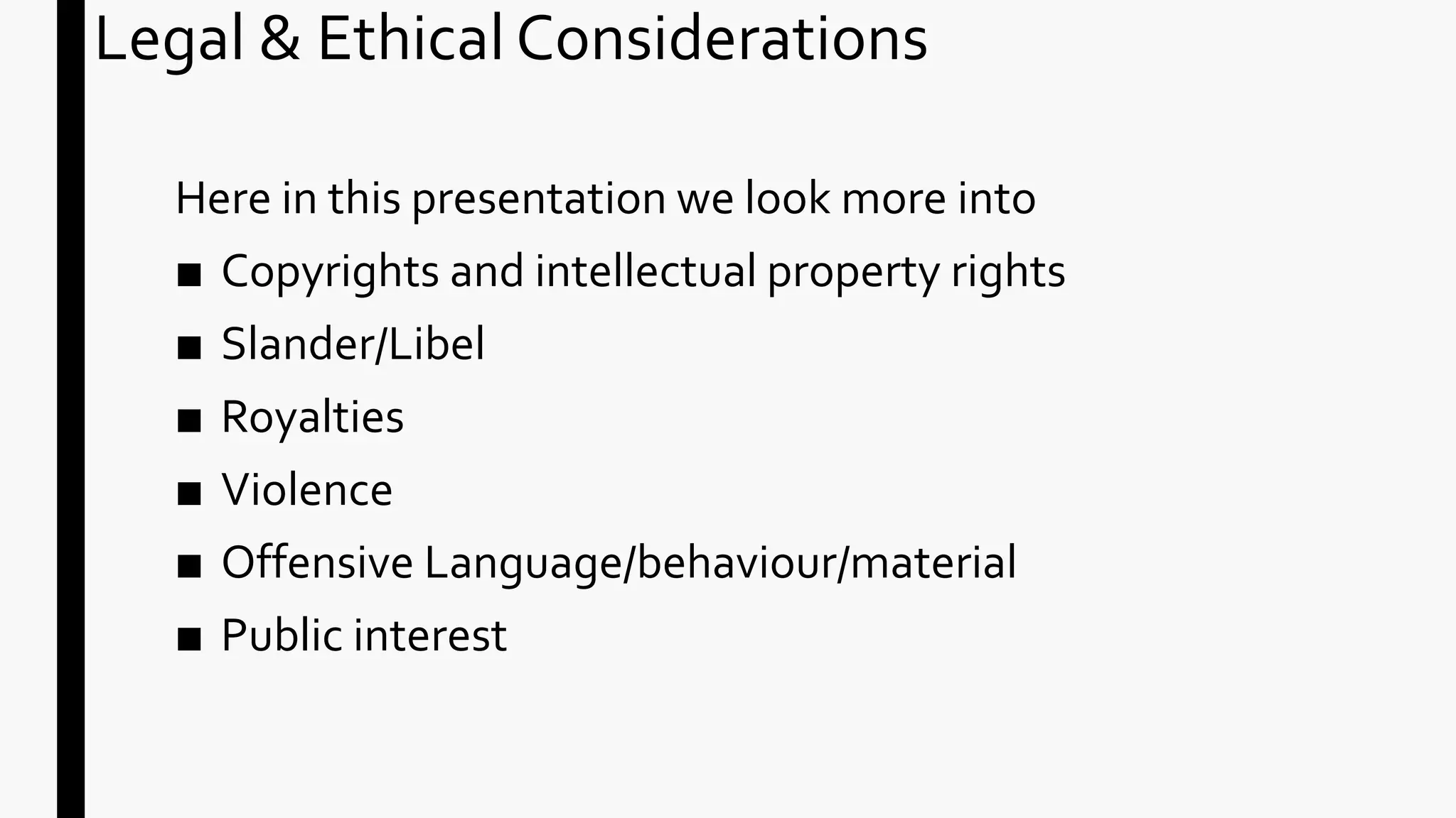 Legal & Ethical report | PPT