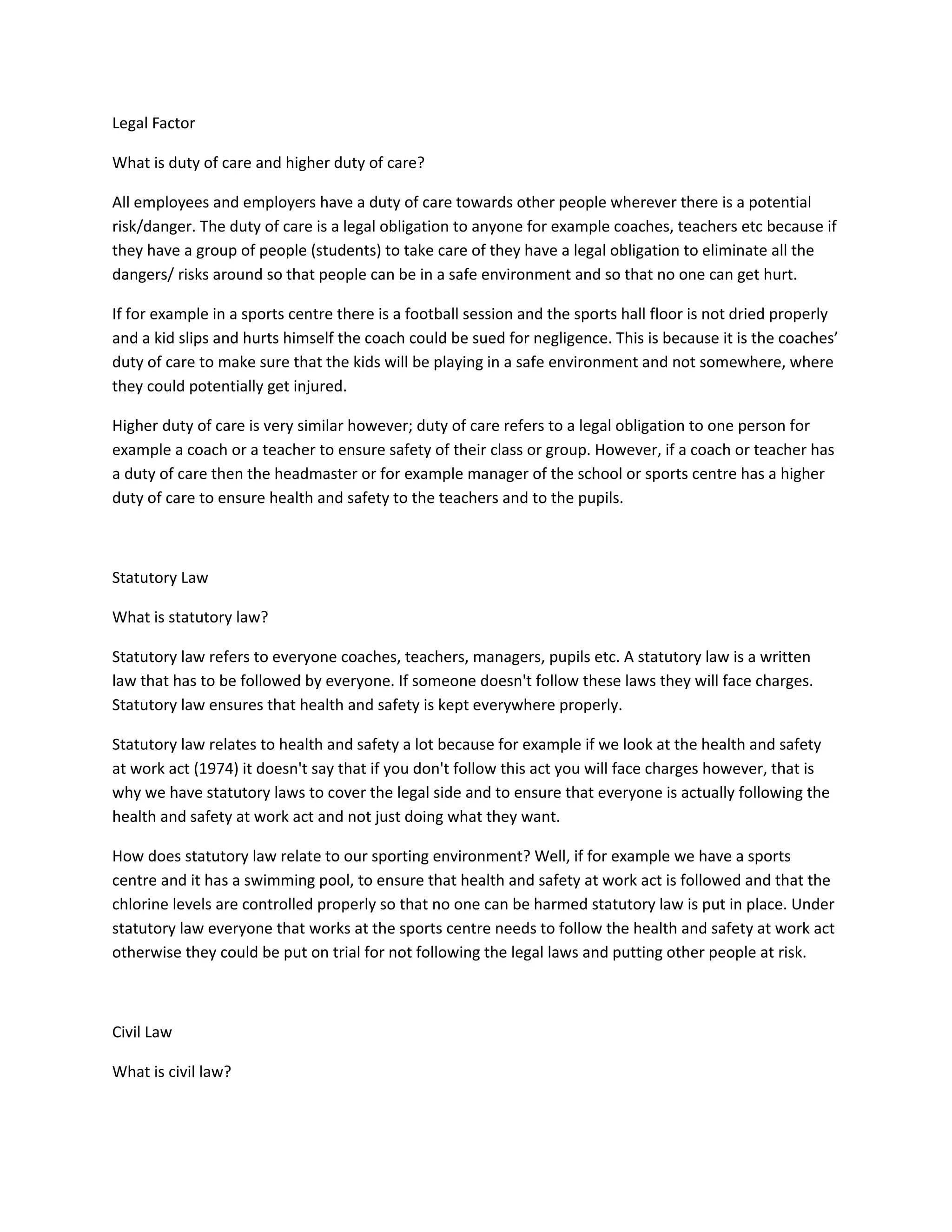 Legal factors in sport | RTF