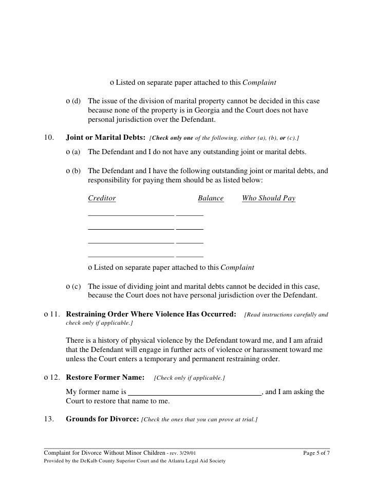 Legal Forms For Divorce