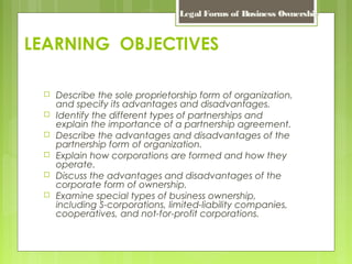 Legal forms of business ownership om | PPT