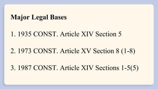 LEGAL BASES FOUNDATIONS OF EDUCATION 1987 | PPTX