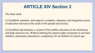 LEGAL BASES FOUNDATIONS OF EDUCATION 1987 | PPTX