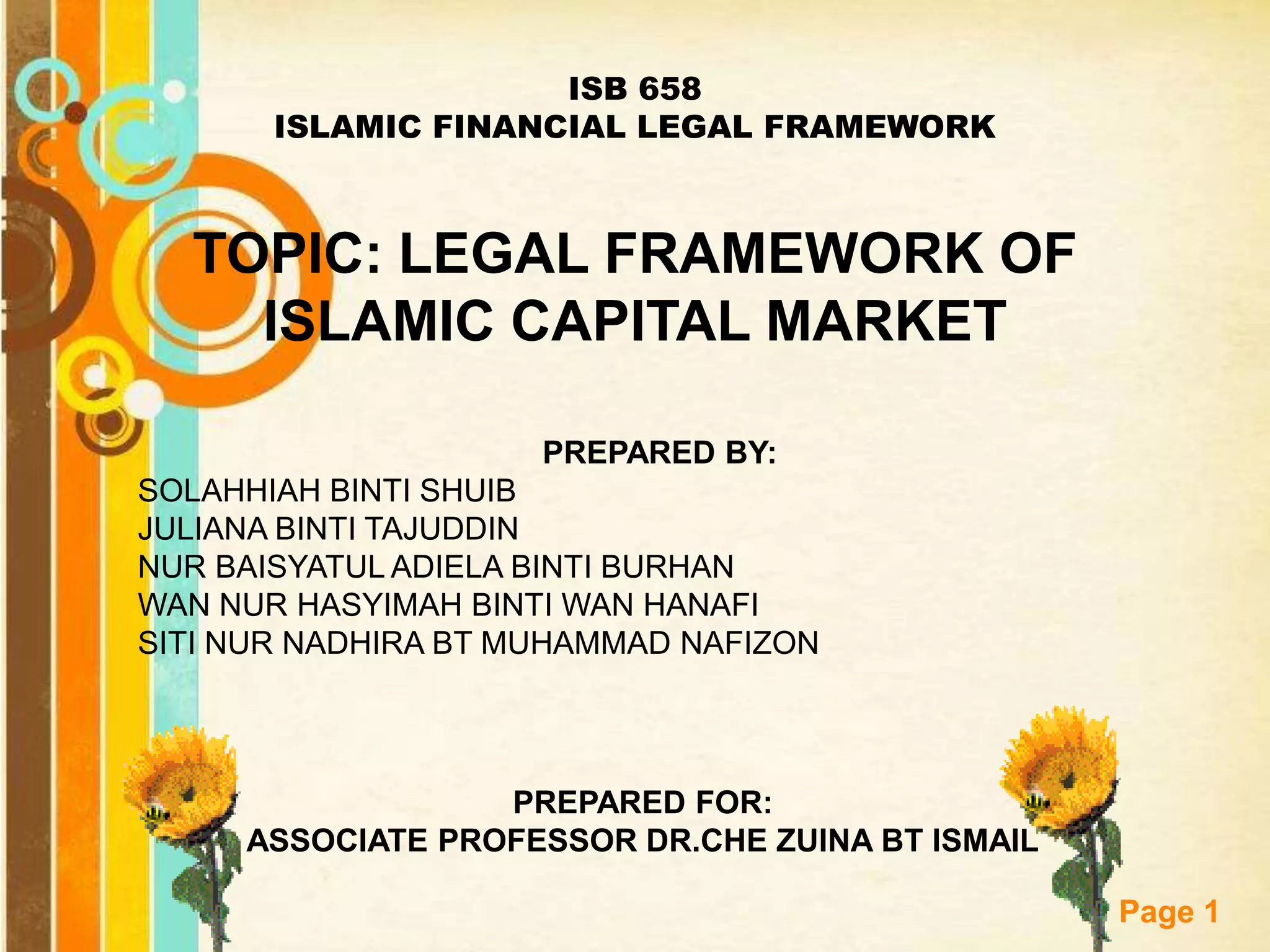 Legal framework of islamic capital market | PPTX