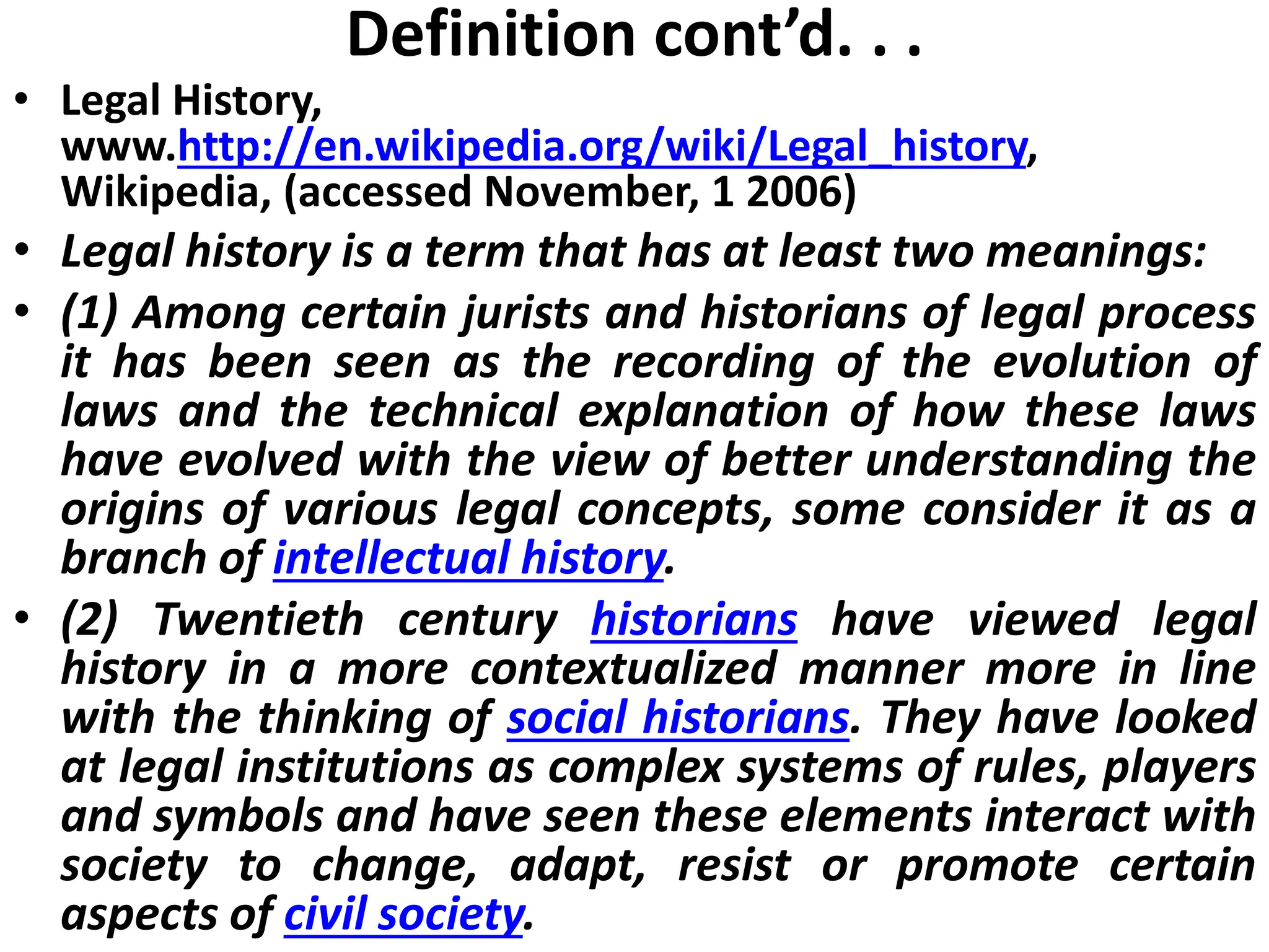 Legal History and Tradition Lecture Notes | PPTX