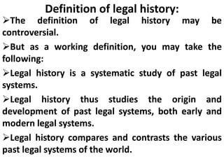 Legal History and Tradition Lecture Notes | PPTX