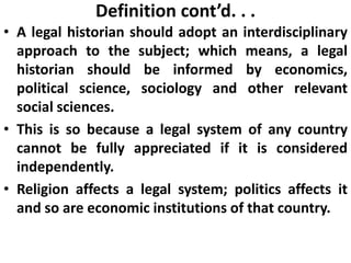 Legal History and Tradition Lecture Notes | PPTX