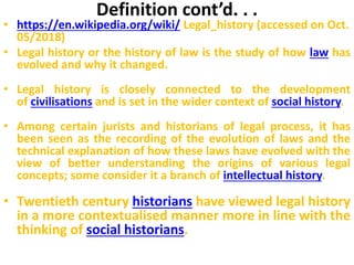 Legal History and Tradition Lecture Notes | PPTX