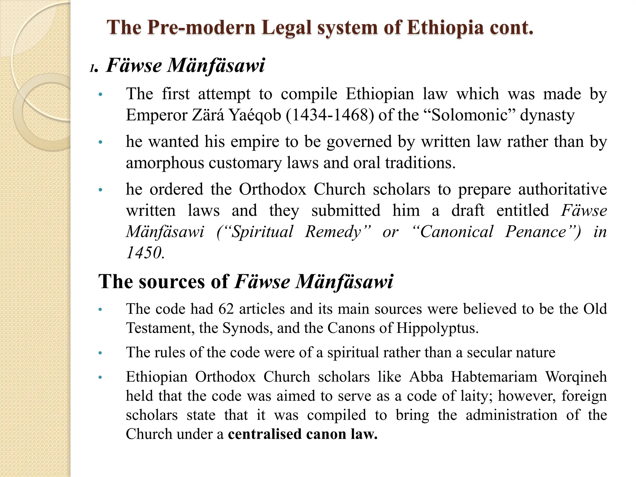 Legal History and customary law in Ethiopia | PDF