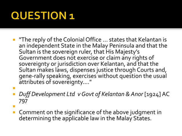 MALAYSIAN LEGAL SYSTEM Legal History THE MALAY STATES Part 2 | PPTX ...