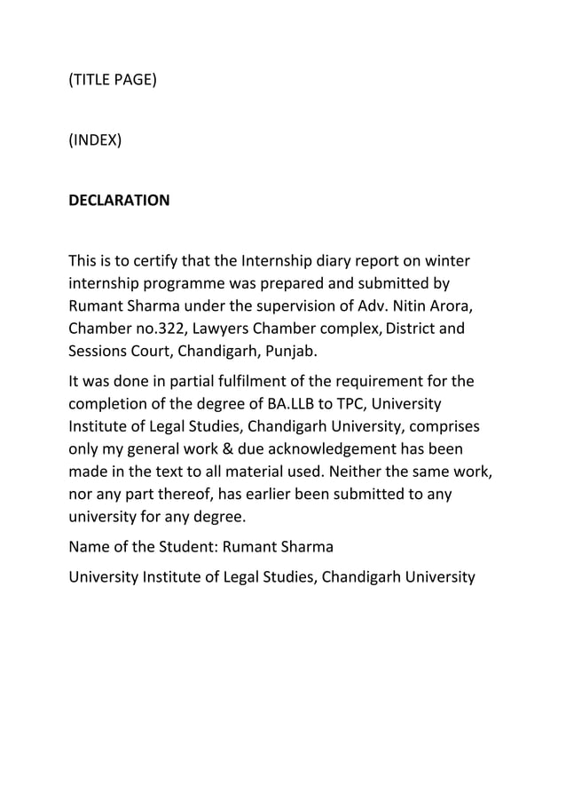Legal Internship Diary Simple Copy Rumant Sharma.docx | Crime & Harmful Acts to Individuals ...
