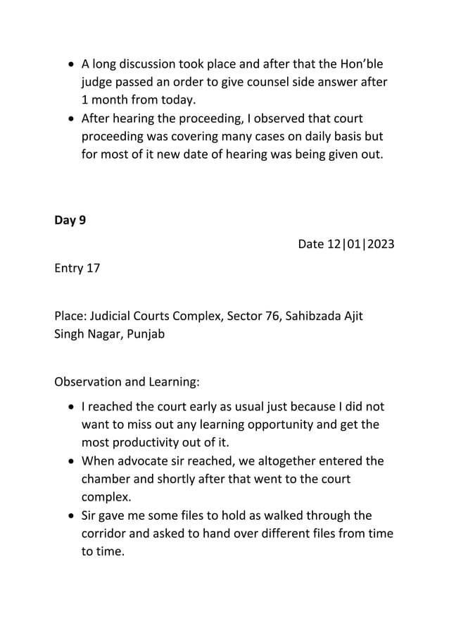 Legal Internship Diary Simple Copy Rumant Sharma.docx | Crime & Harmful ...