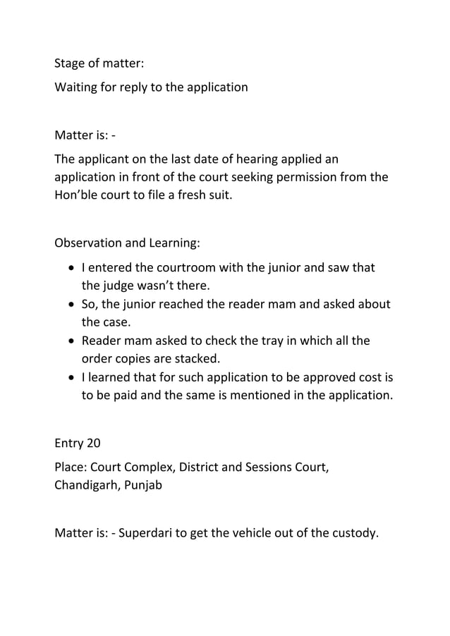 Legal Internship Diary Simple Copy Rumant Sharma.docx | Crime & Harmful ...