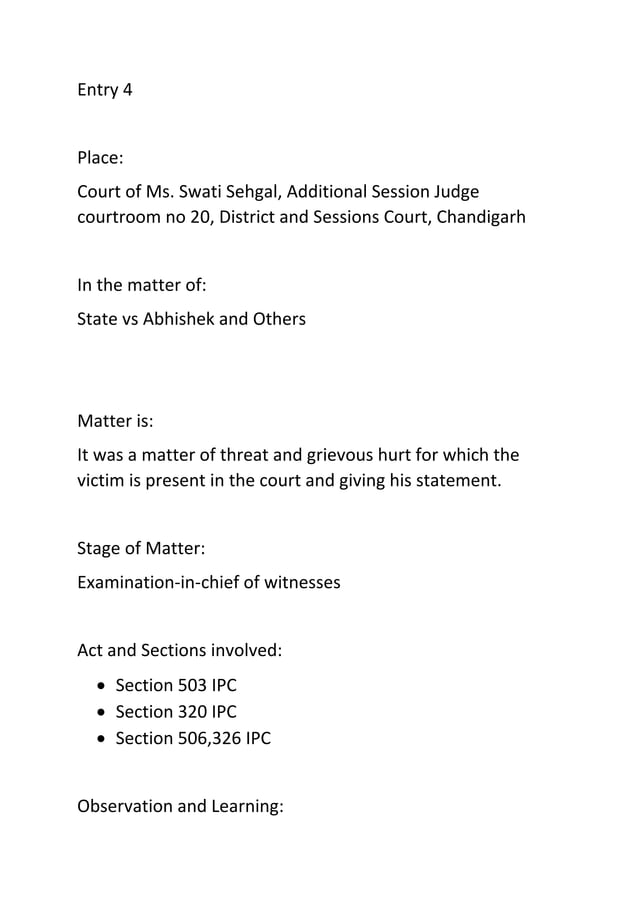 Legal Internship Diary Simple Copy Rumant Sharma.docx | Crime & Harmful ...