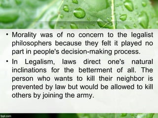 Legalism Beliefs