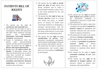 legal issue pamphlet_organized with patients bill of rights | PPT