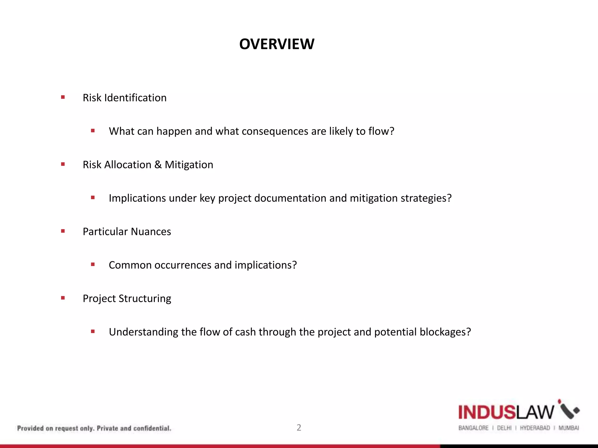 Legal issues in infrastructure: Risk Allocation & Mitigation (July 2017 ...