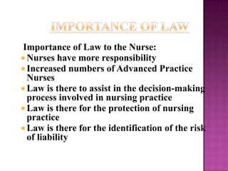 Legal issues in nursing ppt | PPTX