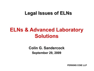 Legal Issues Of ELNs | PPT