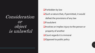 Legality of object - Agreements opposed to public policy | PPTX