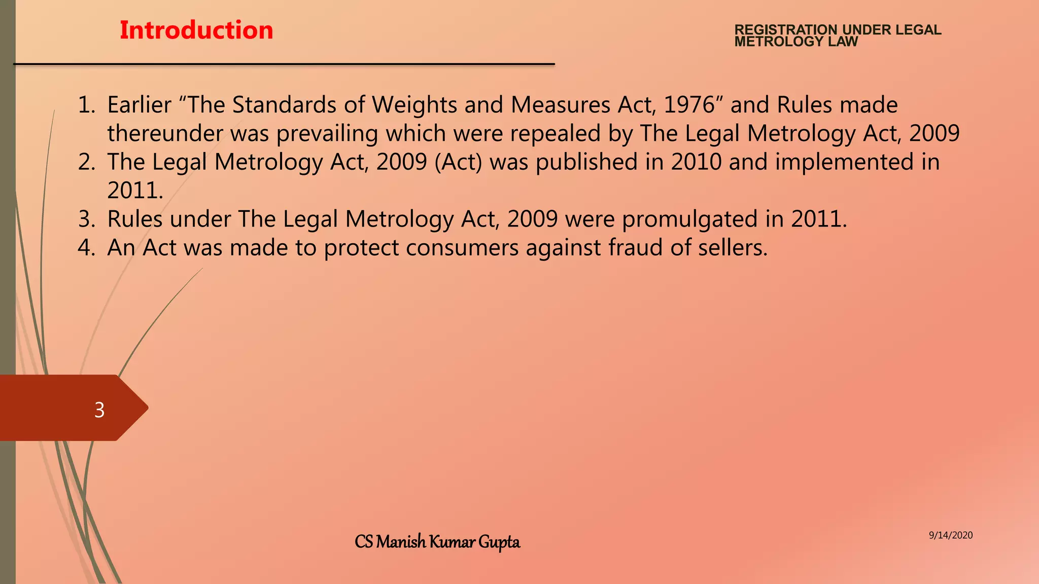 Registration in Legal Metrology Law | PPT